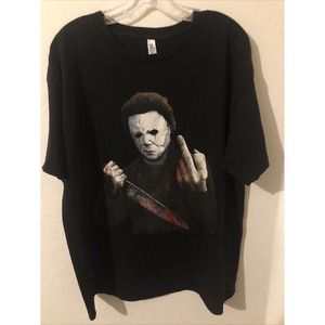 Halloween Horror Michael Myers Middle Finger Faded Bl… - Gem